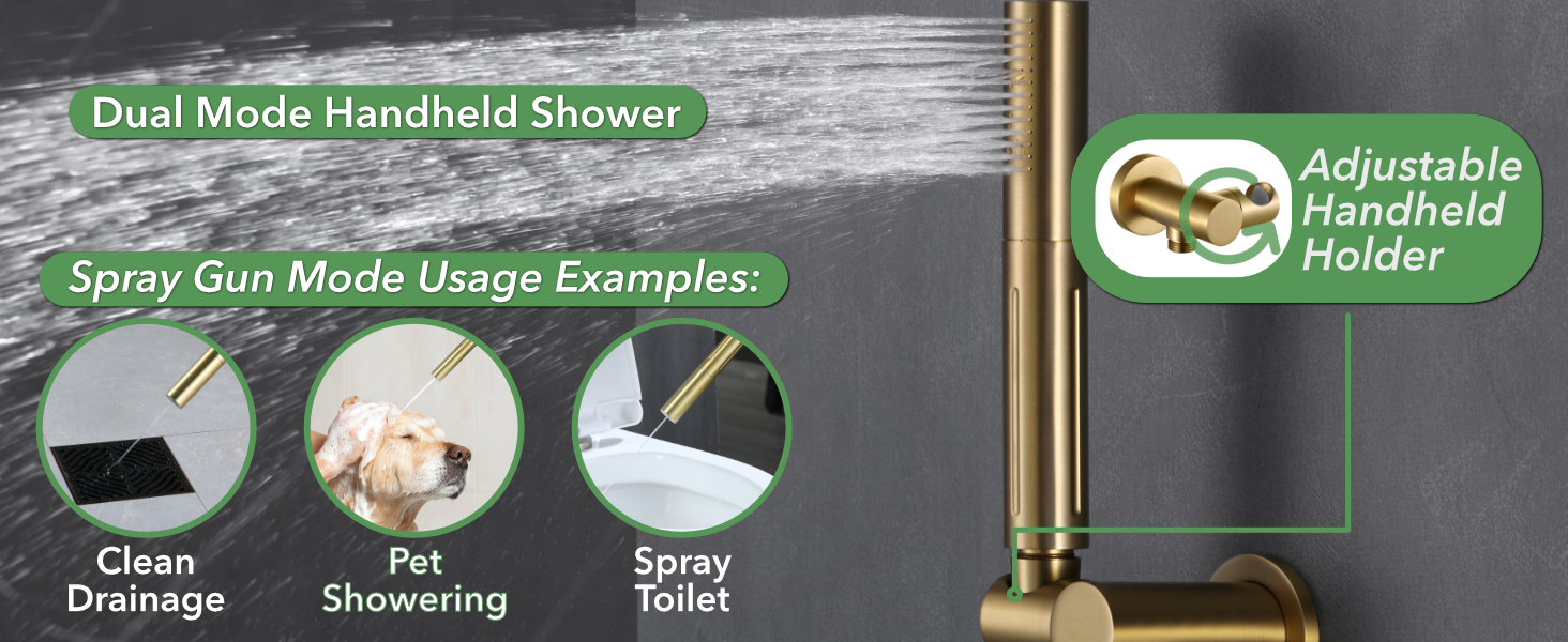 VANFOXLE Thermostatic Shower Faucet Set Brushed Gold Shower System,Push Button Diverter Shower ...