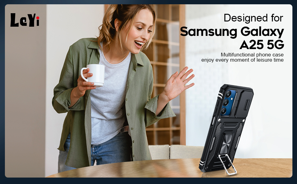 LeYi for Samsung Galaxy A25 5G Phone Case, with Camera Lens Cover Slider, 2 Pack Screen ...