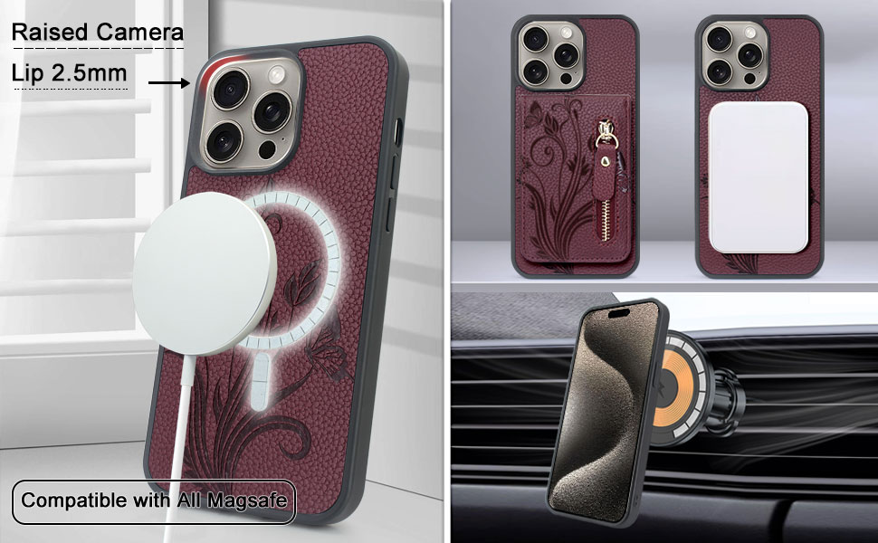 Amazon.com: Lacass Compatible with MagSafe Case Wallet for iPhone 15 Pro Max 6.7 inch, 2 in 1 ...