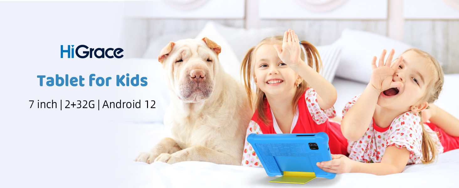 HiGrace Tablet for Kids, 7 inch Kids Tablet Android 12 Go 2GB RAM + 32GB ROM, HD Display, Quad ...