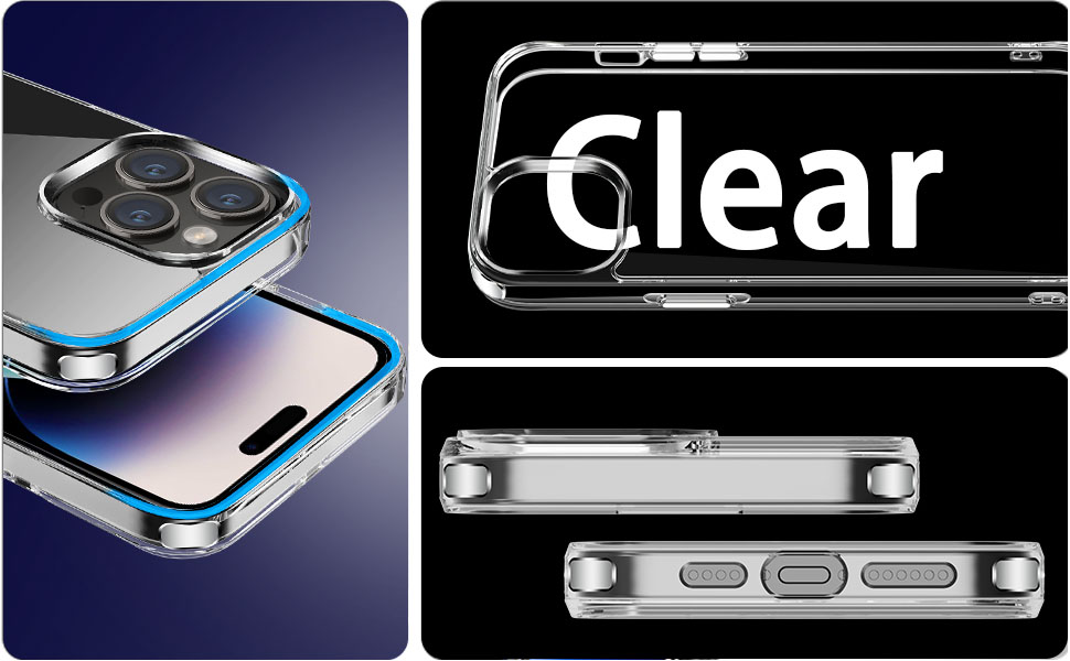 Amazon.com: JJGoo Compatible with iPhone 14 Pro Case Clear, Non-Yellowing Shockproof Phone Case ...