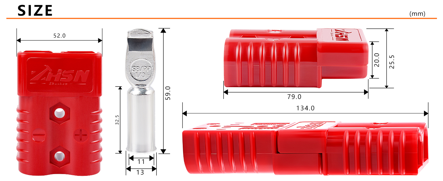 Zhushan 175A-600V Battery Quick Connect/Disconnect Wire Harness Plug Connector Kit - Ideal for ...
