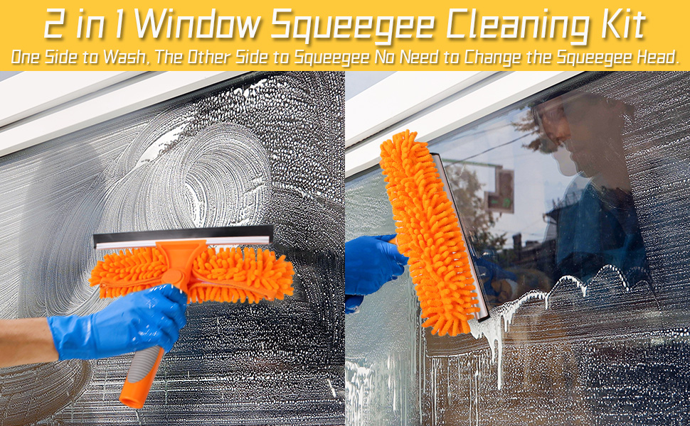 Amazon.com: Mytium Window Cleaning Squeegee Kit,2 in 1 Window Squeegee with 5ft Extension Pole ...