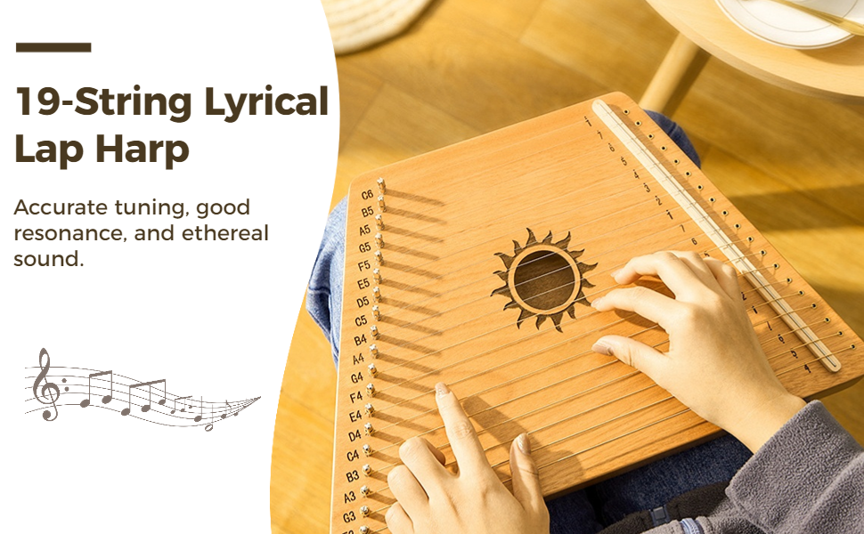 Amazon.com: Anjetan 19-String Lyrical Lap Harp Kit - Mahogany Veneer ...