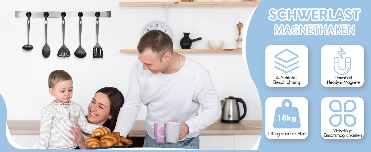 Neosmuk Magnetische Ringhaken, 18kg Heavy Duty Extra starker Magnethaken mit Ringschraube für ...