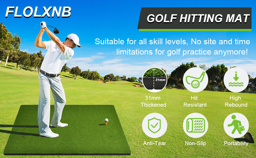 Amazon.com : Golf Hitting Mat, Golf Mat Thickened 5x4ft, Non-Slip Golf Practice Mats, Home Golf ...