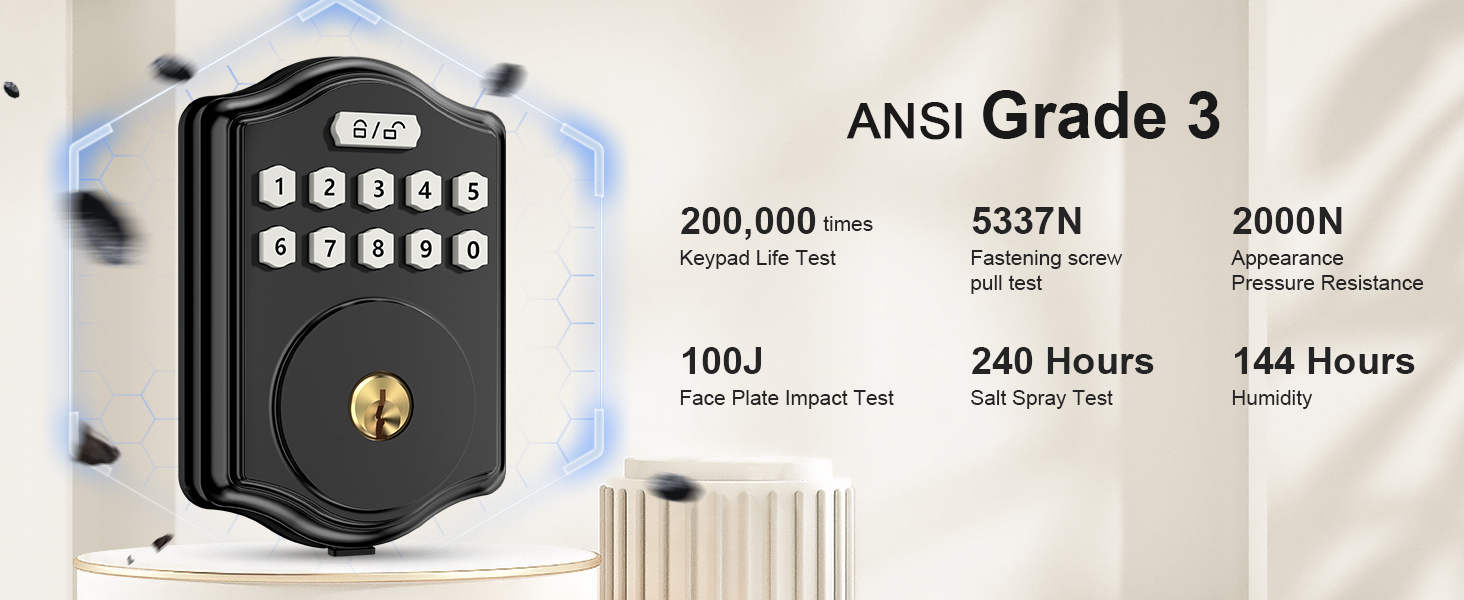 Keyless Entry Door Lock with Code, Electronic Keypad Deadbolt with 2 ...