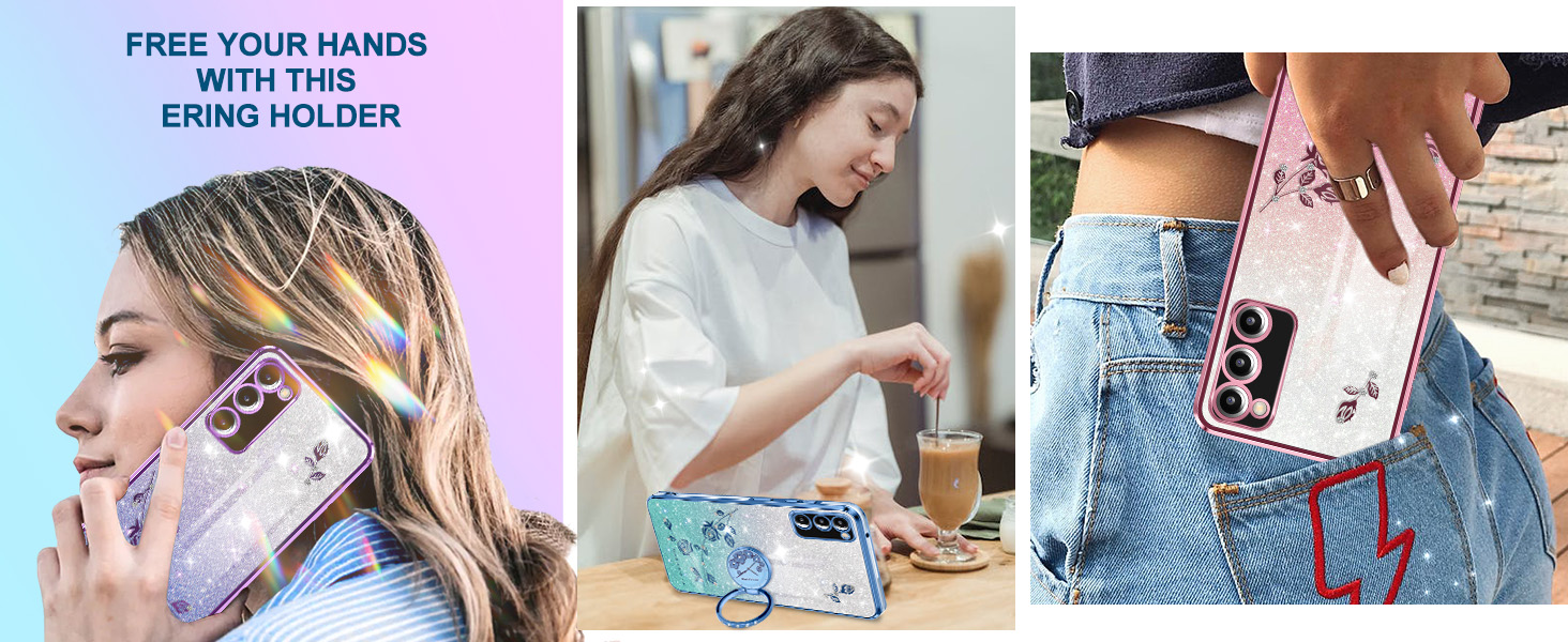 Amazon.com: Likiyami (3in1 for Samsung Galaxy S20 FE 5G Case Women Girls Glitter Girly Cute ...