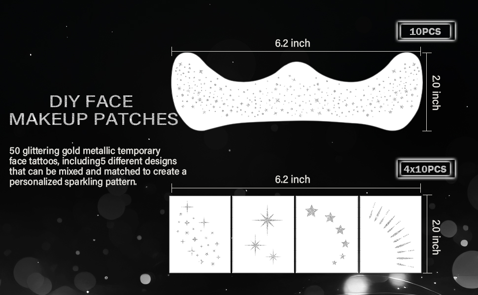 Amazon.com : 50 Pcs Makeup Patches,Silver-Face Glitter Speckles Patches,Glitter Freckles Face ...