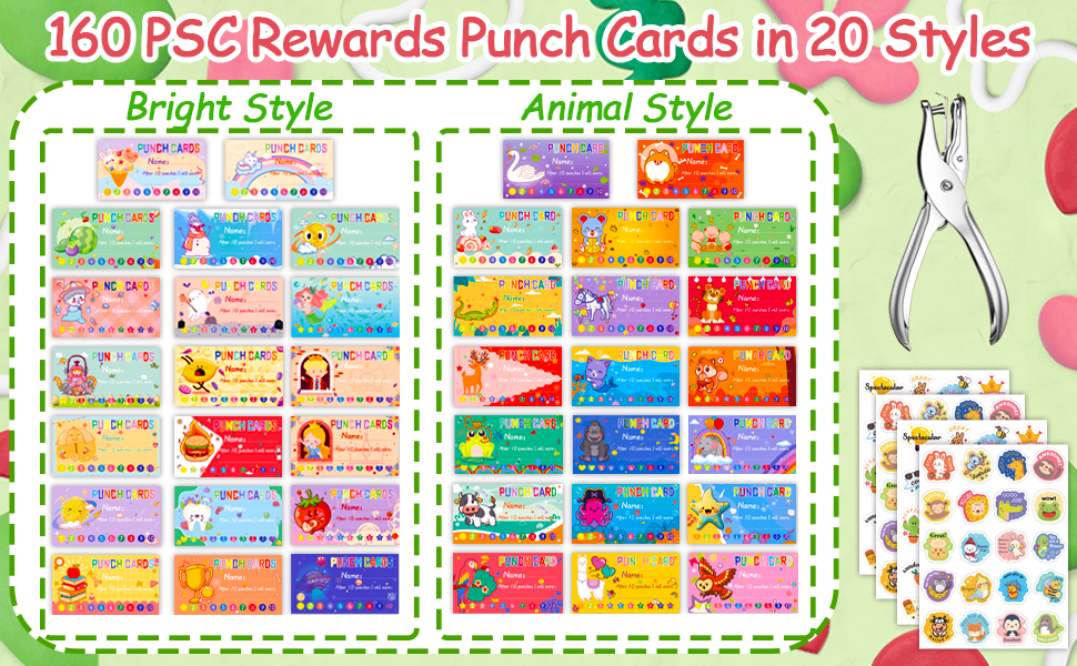 Amazon.com : 160 PCS Punch Cards for Classroom with Hole Puncher ...