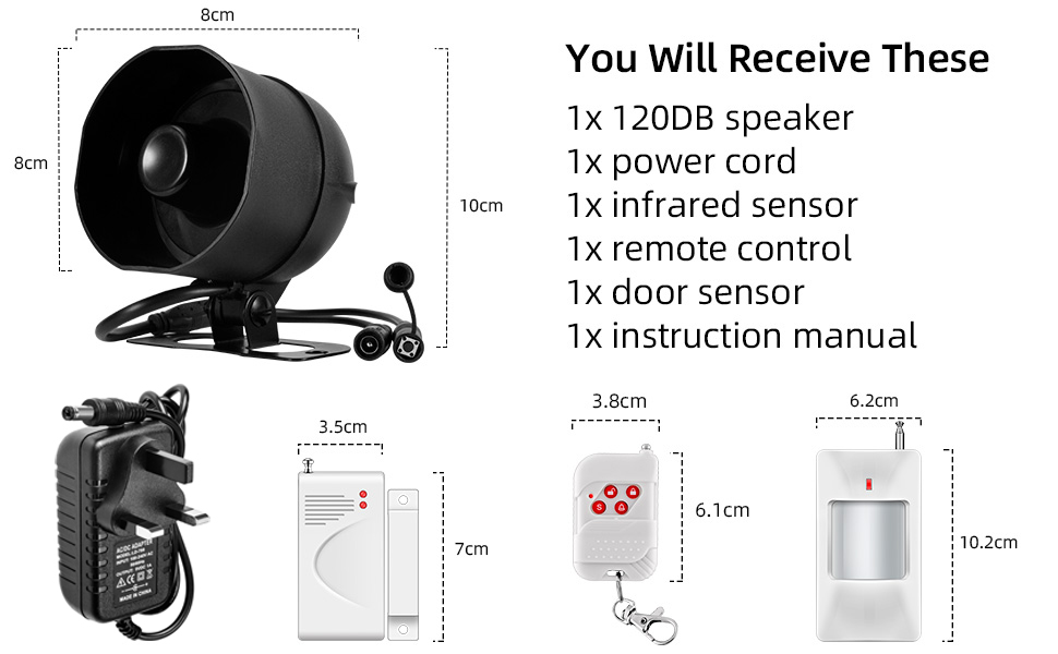 WIFI Alarm Home Security System,Wireless Burglar Alarm System with Loud 120dB Motion Sensor ...