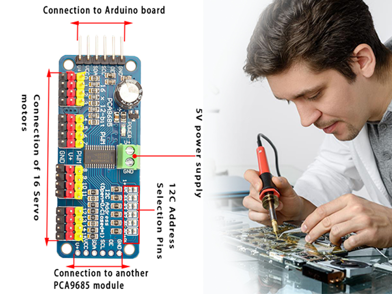 Amazon.com: 2pcs PCA9685 16 Channel 12 bit PWM Servo Motor Driver IIC ...