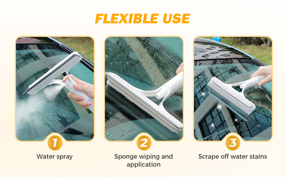 Amazon.com: 3 in 1 Window Cleaning Scraper, 2025 New Squeegee for Shower Glass, 3 in 1 Spray ...