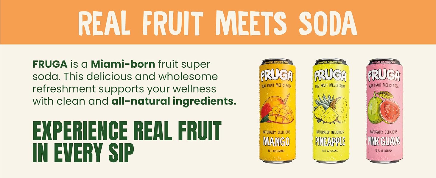 Amazon.com : FRUGA Mango Sparkling Fruit Super Soda | Prebiotic Soda, Low Calorie, Healthy Soda ...