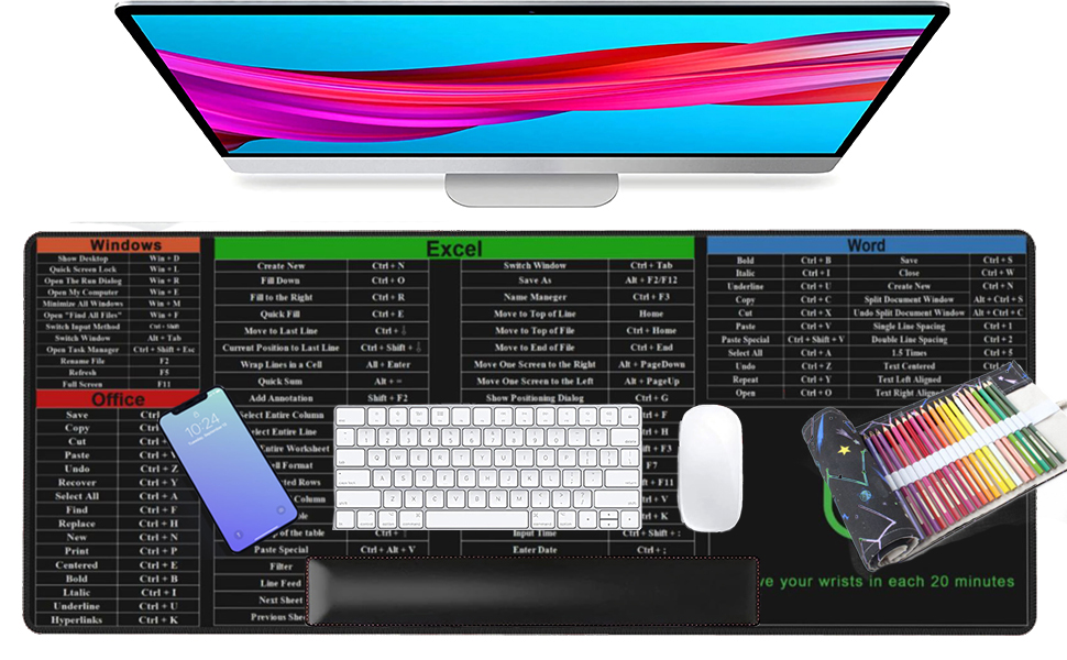 Amazon.com: Excel Shortcut Keys Mouse Pad, Computer Word Outlook ...