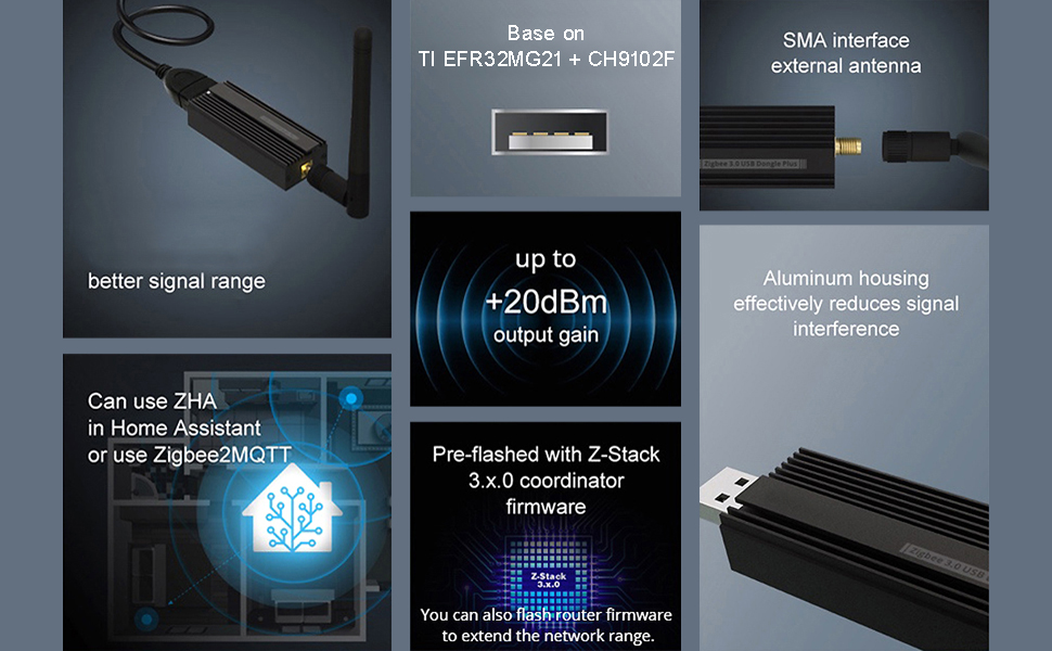 Zigbee 3.0 USB Dongle Plus, Zigbee Gateway EFR32MG21 + CH9102F Zigbee ...