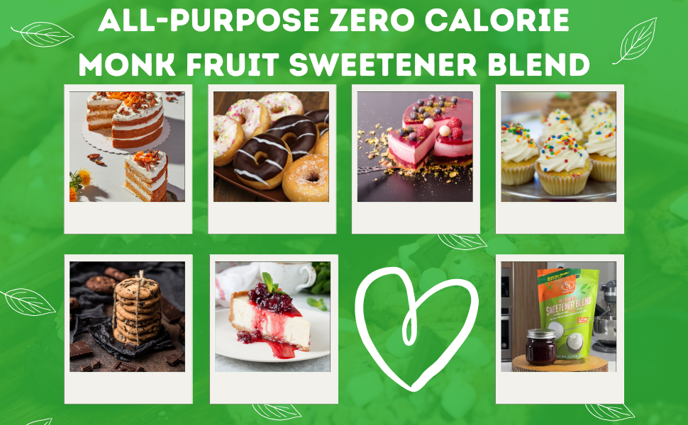 Amazon.com: Monk Fruit Sweetener - 32 oz, Allulose, Stevia & Erythritol Blend, 1:1 White ...