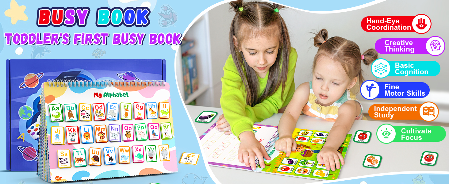 Busy Book for Toddlers 3+, Preschool Learning Activities with 30 Themes ...