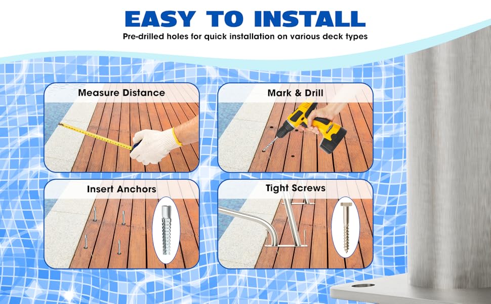 Amazon.com: Idzo Pool Rail 55x32 Pool Railing 304 Stainless Steel 250LBS Load Capacity Silver ...