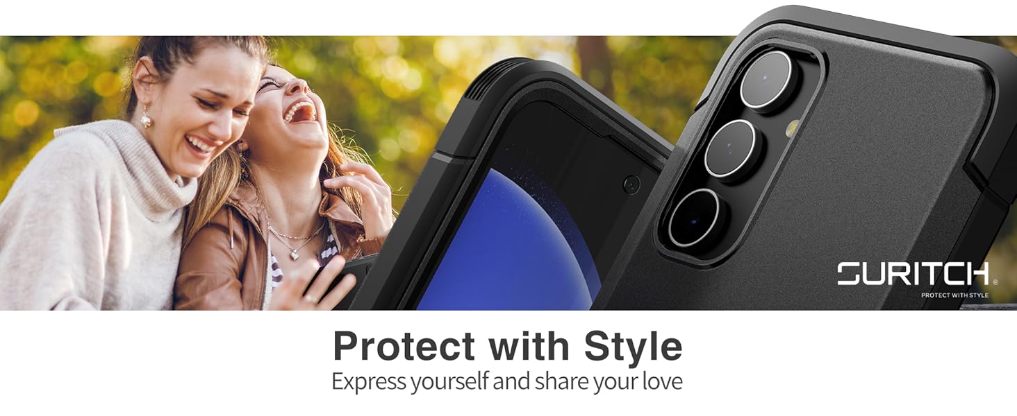 Amazon.com: SURITCH for Samsung Galaxy S23 FE Case 6.4 Inch (Only), (2 Front Frames) Full-Body ...