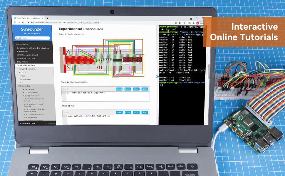 Amazon.com: SunFounder Starter Kit for Raspberry Pi 5 4 B 3 B+ 400, 800 ...