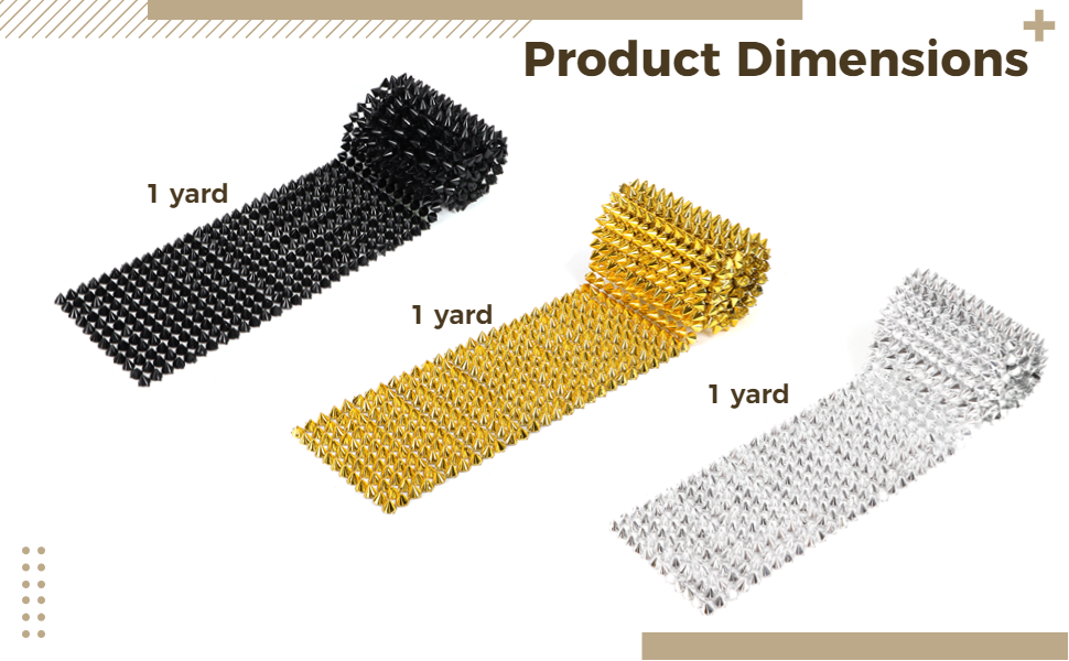 Amazon.com: Sew Stitch On Spike Stud, 3 Yards Flatback Studs Rivets Spikes, DIY Punk Trim Bead ...