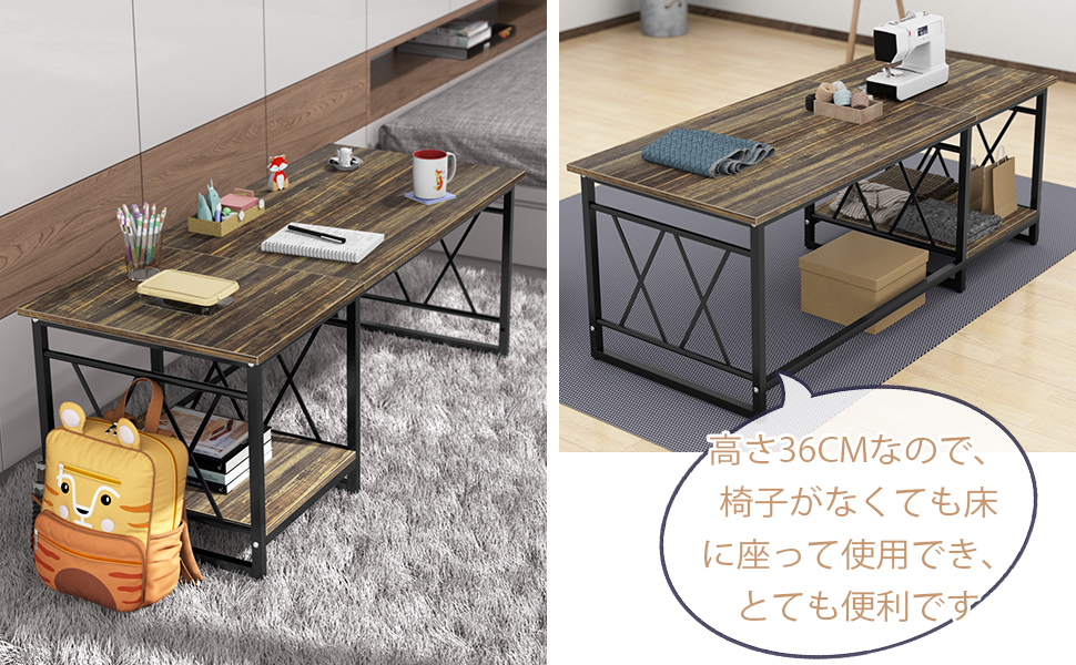 Amazon.co.jp: DEWEL ローテーブル テーブル 収納棚付き リビングテーブル センターテーブル ロータイプ ちゃぶ台 座卓 幅100×奥行50 一人暮らし アジャスター付き ...