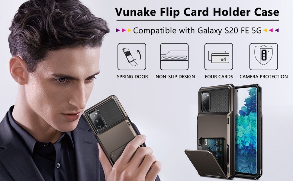 Vunake for Samsung S20 FE Case with Card Holder [Max 4 Cards] S20 FE Phone Wallet Case ...