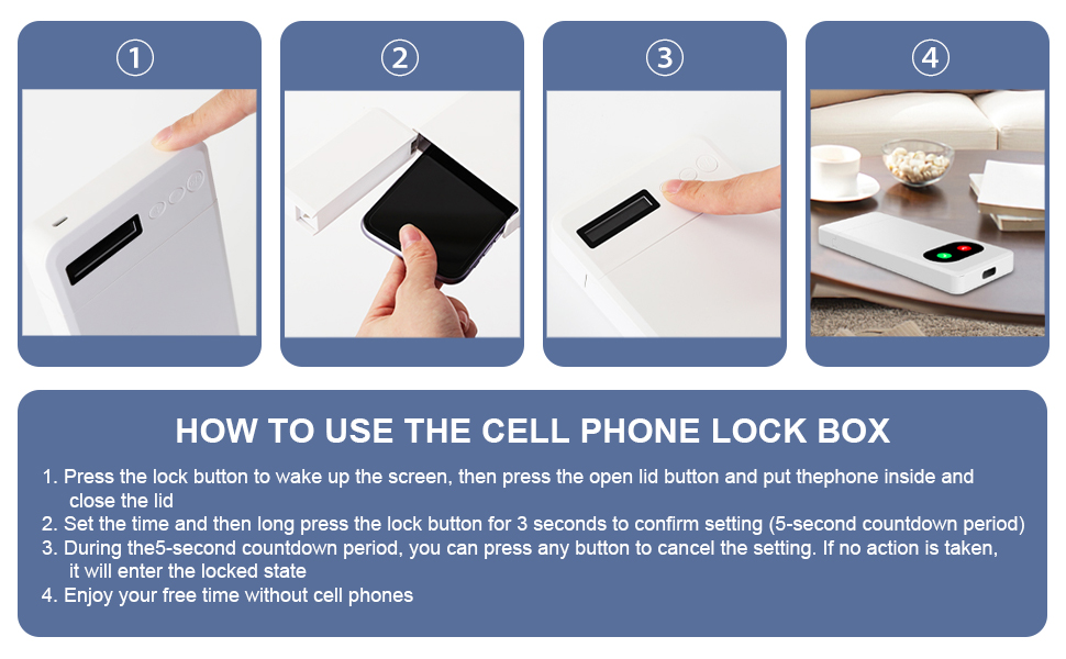 iXTRA Cell Phone Lock Box with Timer for Self-Discipline Portable Timed Lock Box for iPhones ...