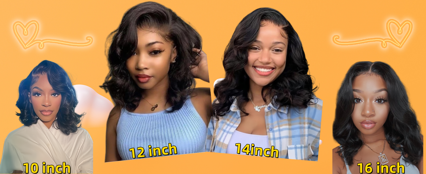 Amazon.com : EMOBANA Bob Wig Human Hair 13x6 Lace Front Wigs 14 Inch Loose Body Wave HD Lace ...