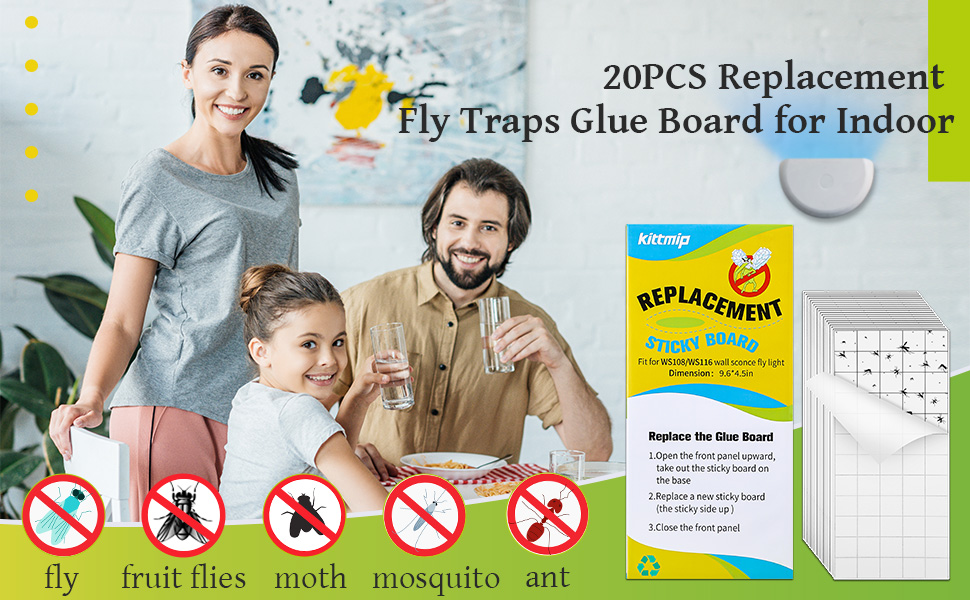 Amazon.com : Qualirey 20 Pcs Fly Traps Glue Board Compatible with Faicuk WS108 Wall Sconce Fly ...