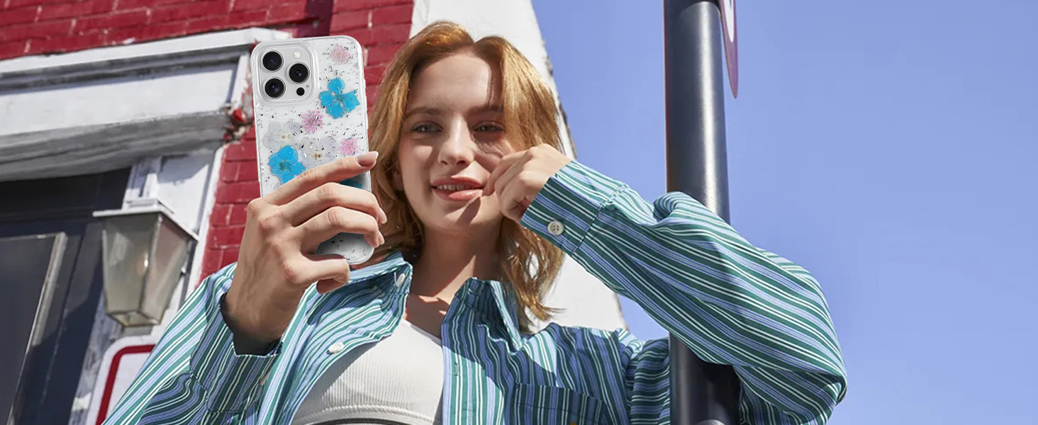 Amazon.com: rongki Floral Case for iPhone 16 Pro Max Clear Case with Real Dried Flower Patterns ...