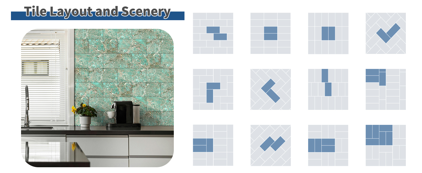 MOONFUN 50-Pieces Thick PVC Subway Tile,4"x 8" Peel and Stick ...