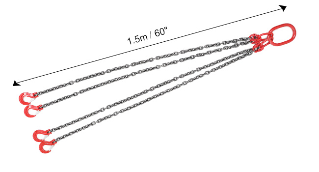 Lfhelper 4 Legs Lifting Hook Chain Sling, 11023LBS / 5T Lifting Chain Sling with Hooks, Heavy ...