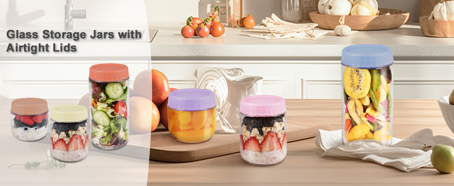Amazon.com: 9 Pack Overnight Oats Containers with Lids, 10 & 16 & 24 oz Mason Jars with Airtight ...