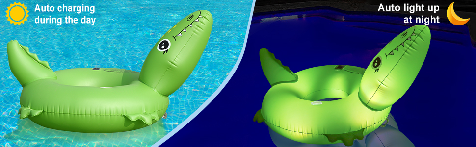 Amazon.com : Ciavca Alligator Pool Float Adult with Light, 43'' Solar ...