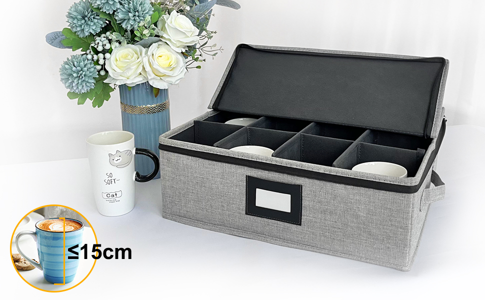 Amazon.com - homyfort Mug Storage Box with Dividers, Tea Cup Coffee Mug ...