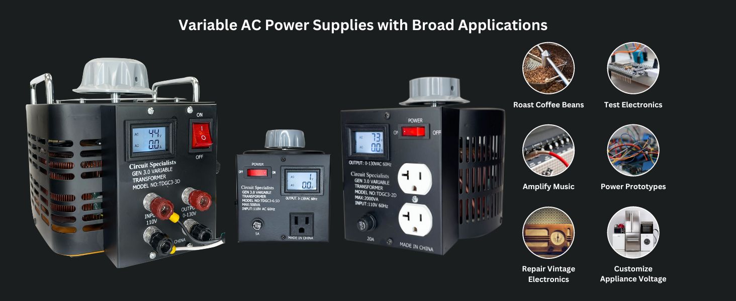 Circuit Specialists - 5 Amp Variable Variac Transformer with Current & Voltage LCD Displays ...