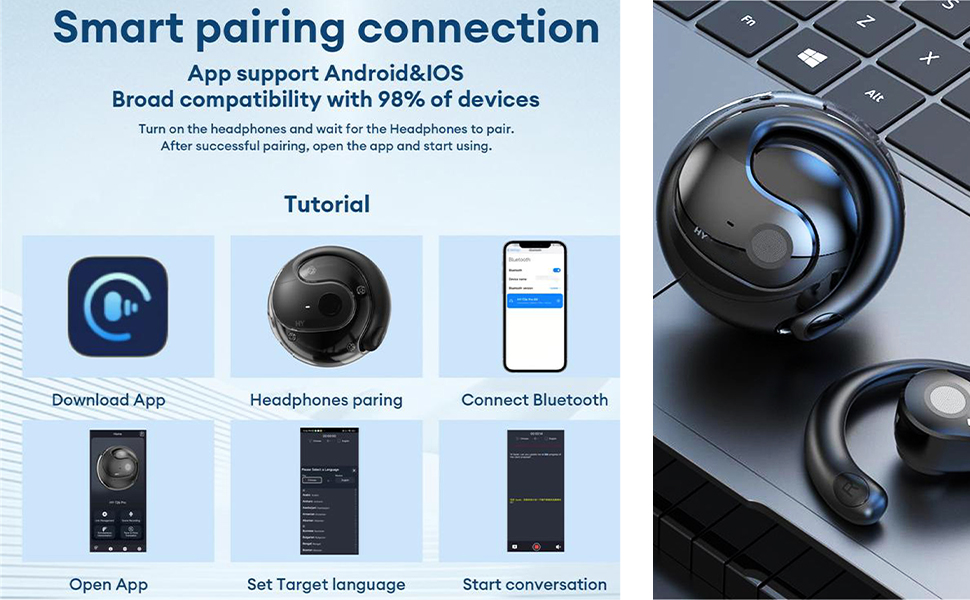 Mzzsveuy Language Translator, Hy-T26 Pro Wireless High Precision Bluetooth Translation ...