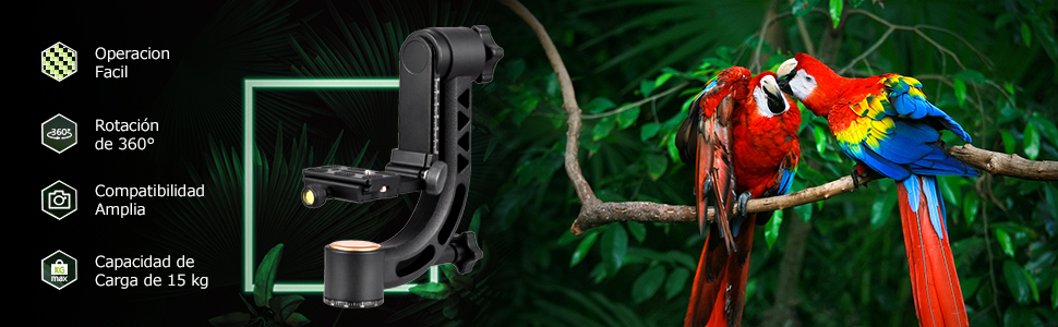 Andoer Heavy Duty 360° Panoramic Gimbal Tripod Head Aluminum Alloy 15kg ...