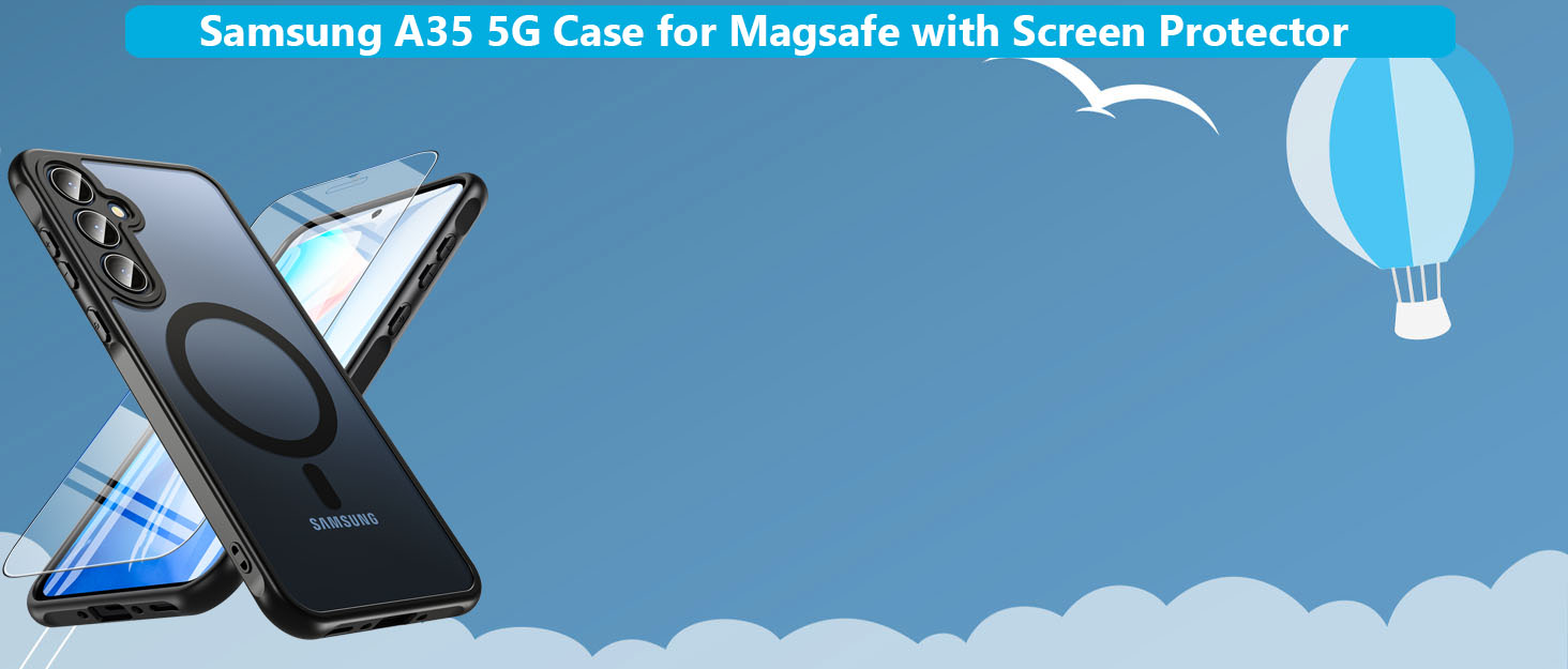 Amazon.com: Cum2giff Magnetic for Samsung Galaxy A35 5G Case with Tempered Glass Screen ...