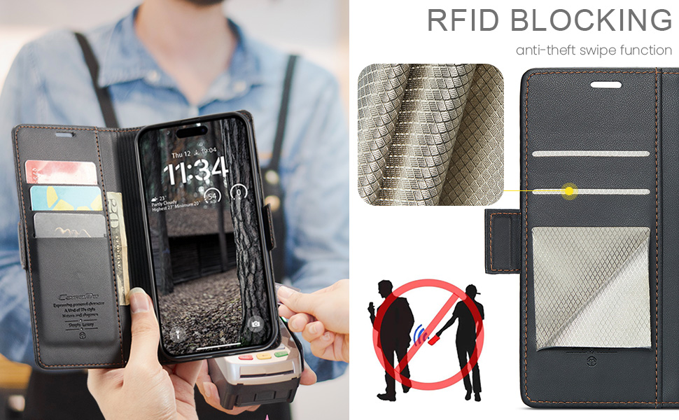 Amazon.com: SINIANL iPhone 16 Pro Max Wallet Case with RFID Blocking, Magnetic Clasp, Kickstand ...