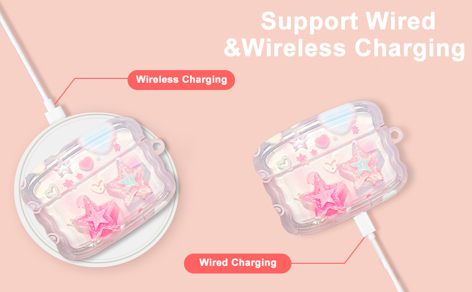 Amazon.com: MINSCOSE Compatible with AirPod Pro Clear Case,Cute 3D Stars Pattern Design with ...