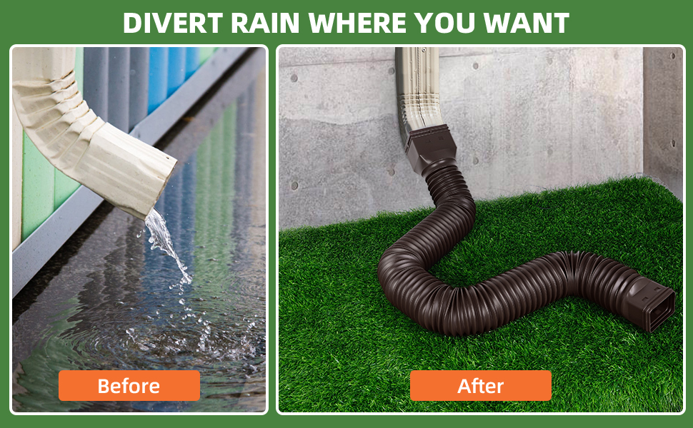 Gutter Downspout Extensions, 2 Pack Flexible Rain Downspout Extender ...