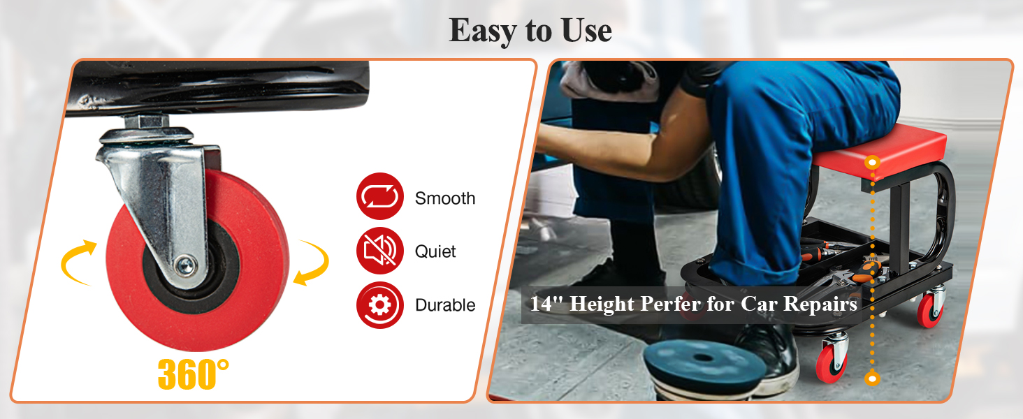 Amazon.com: IRONMAX Rolling Creeper Seat, Garage Shop Stool on Wheels with Padded Seat & Tool ...