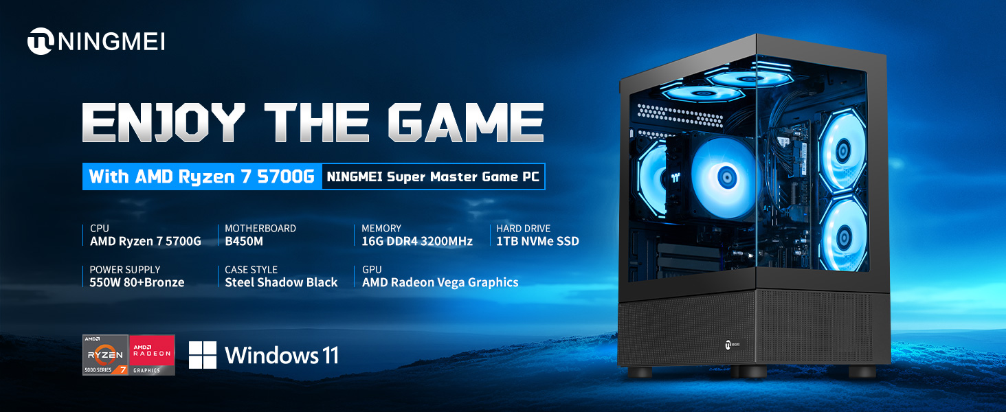 Amazon.com: NINGMEI Desktop PC Computer AMD Ryzen 7 5700G 8 core 3.8GHz(up to 4.6GHz), 16GB DDR4 ...