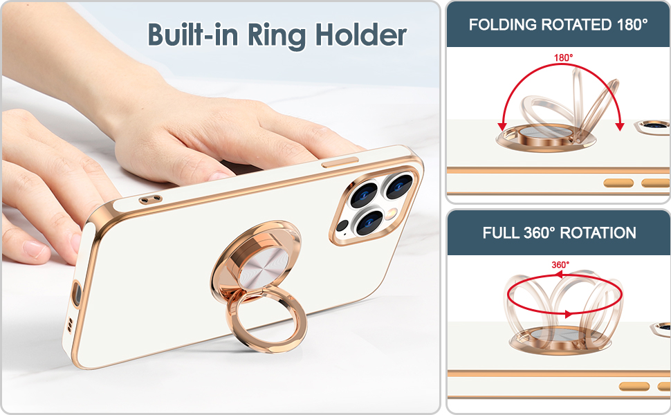 Amazon.com: Hython for iPhone 14 Pro Max Case with Ring Stand [360° Rotatable Ring Holder ...