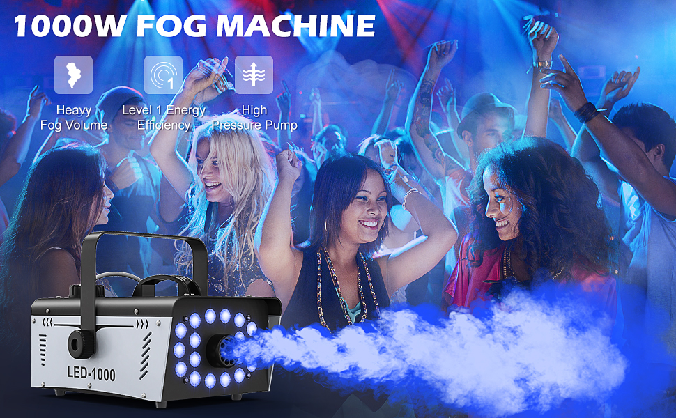 Amazon.com: Fog Machine Halloween Outdoor with 18 LED Lights 1000w ...