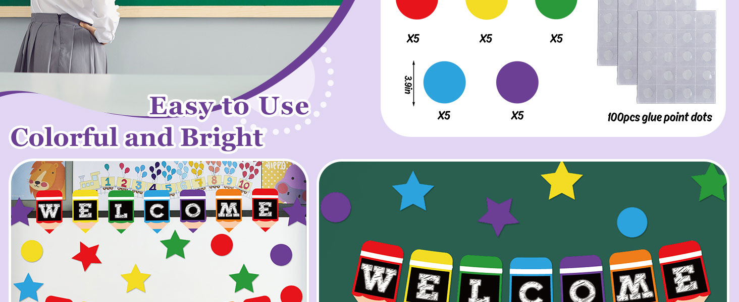 Amazon.com: Whaline 57 Pieces Welcome Bulletin Board Set Colorful ...