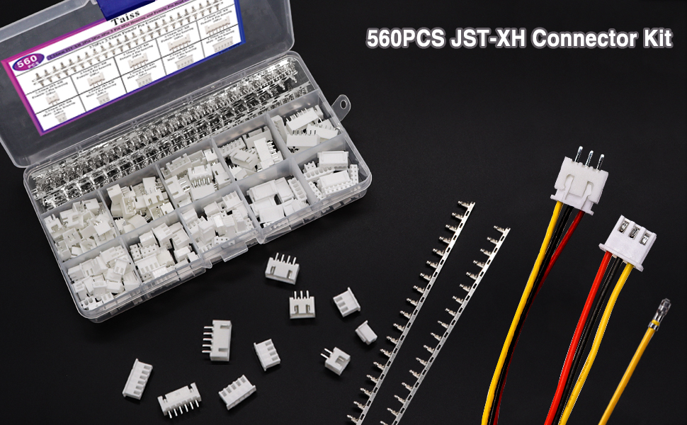 Taiss 560 pezzi JST-XH 2,54mm 2/3/4/5/6 Pin Maschio Femmina JST Connettore Kit connettore cavo ...